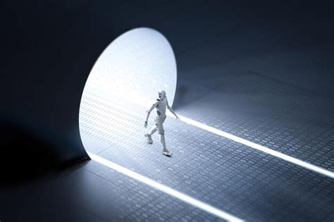 premium photo technology improvement concept with robot move forward