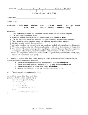 Fillable Online Cs2 Pdf Points Off 1 2 3 4 5 Total Off CS 314 Exam 2 Fall Fax Email Print