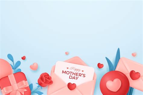 어머니의 날 축하를 위한 현실적인 배경 무료 벡터