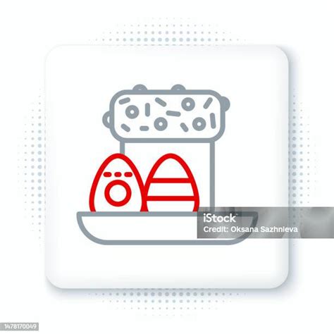 흰색 배경에 고립 된 줄 부활절 케이크와 계란 아이콘 행복한 부활절 다채로운 개요 개념 벡터 4월에 대한 스톡 벡터 아트 및 기타 이미지 Istock