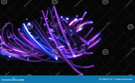 3d Rendering Of A Colorful Abstract Background Of Strings Lines Ribbons Fibers Or Wires Stock