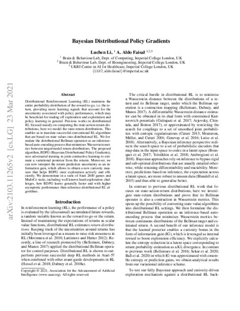 Pdf Bayesian Distributional Policy Gradients