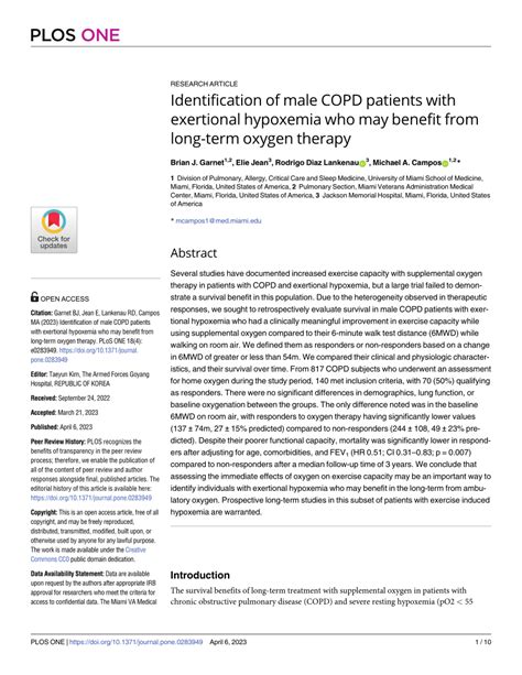 Pdf Identification Of Male Copd Patients With Exertional Hypoxemia Who May Benefit From Long