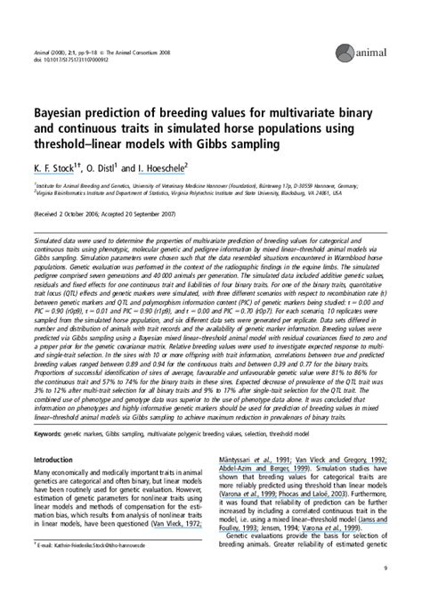 pdf bayesian prediction of breeding values for multivariate binary