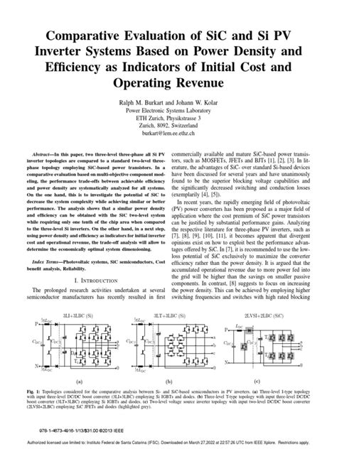 Comparative Evaluation Of Sic And Si Pv Inverter Systems Based On Power Density And Efficiency