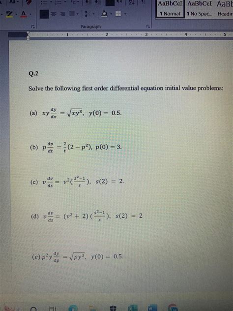 Solved I Just Want You To Solve First Order Differential
