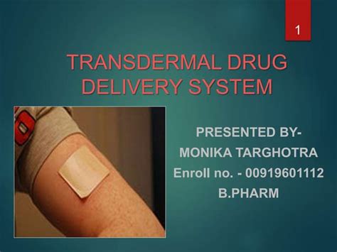 Ndds 7 Transdermal Drug Delivery System Pptx
