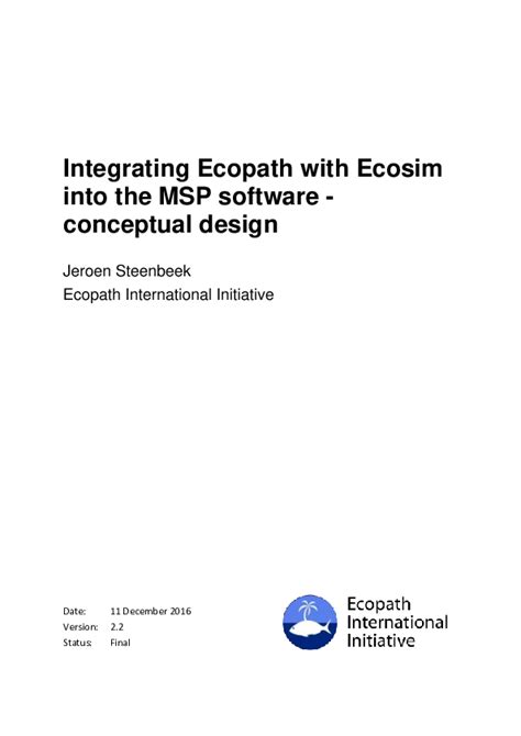 pdf integrating ecopath with ecosim into the msp software