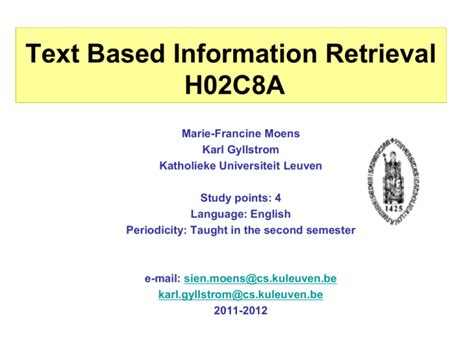 Text Based Information Retrieval Course Presentation
