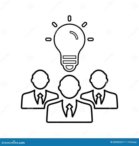 Creative Team Outline Icon Line Art Vector Stock Illustration