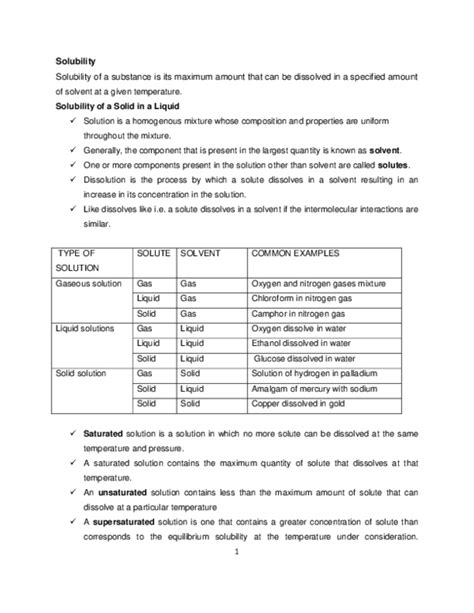 Pdf Solubility Notes