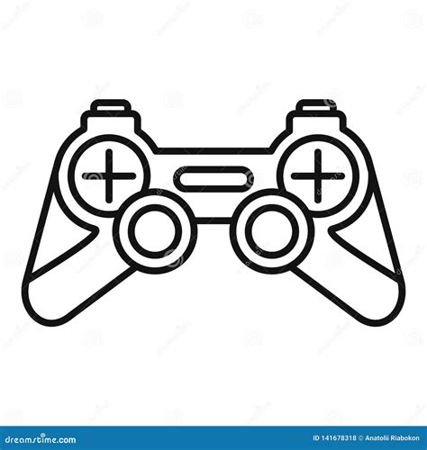 Joystick Icon Outline Style Stock Vector Illustration Of Black Console 141678318