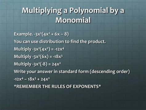 Ppt Multiplying A Polynomial By A Monomial Powerpoint Presentation
