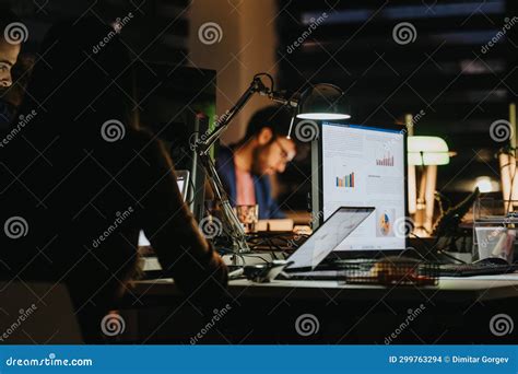 Corporate Coworkers Collaborating And Discussing Business Growth Analyzing Statistics Stock