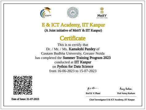 Kamakshi Pandey On Linkedin Iitkanpur Summertraining Eandictacademy Learningjourney Grateful
