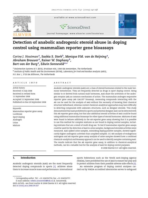 Houtman Et Al 2009 Aas Detection Reporter Gene Bioassay Pdf Androgen Testosterone