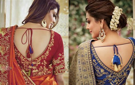Saree Back Neck Blouse Designs