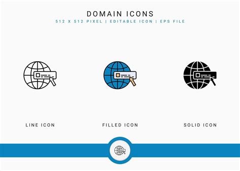 Domain Icons Set Vector Illustration With Solid Icon Line Style Website Address Concept
