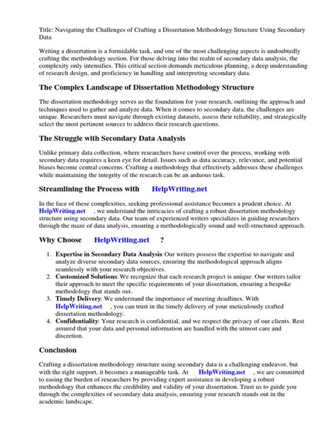Dissertation Methodology Structure Secondary Data Pdf Methodology