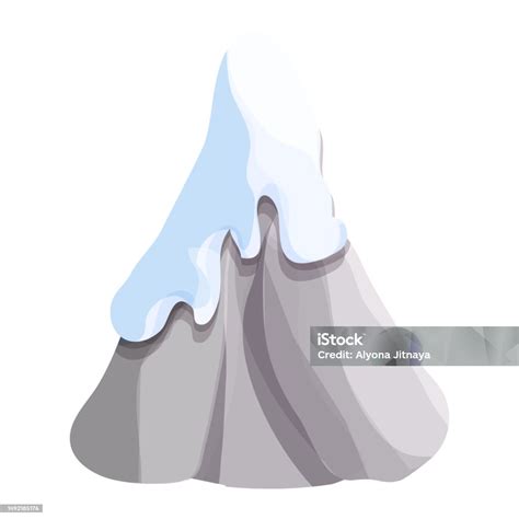 눈 덮인 산 클리프 바위 아이소메트릭 게임 요소는 흰색 배경에 분리된 만화 스타일입니다 게임 Ui 풍경 요소입니다 벡터 그림 3
