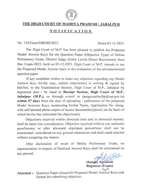 Proposed Model Answer Key Hjs Bar Pre Exam 2023 Pdf Magistrate