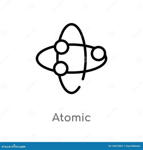 Outline Atomic Vector Icon Isolated Black Simple Line Element Illustration From Chemistry