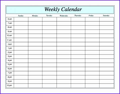 Weekly Calendar Excel Template Excel Templates Excel Templates
