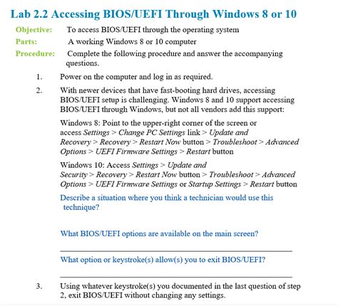 solved accessing bios uefi through windows 8 or 10 to access