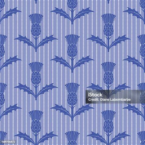 Gaya Stensil Scottish Thistle Pola Mulus Ilustrasi Stok Unduh Gambar Sekarang 2015 Alam