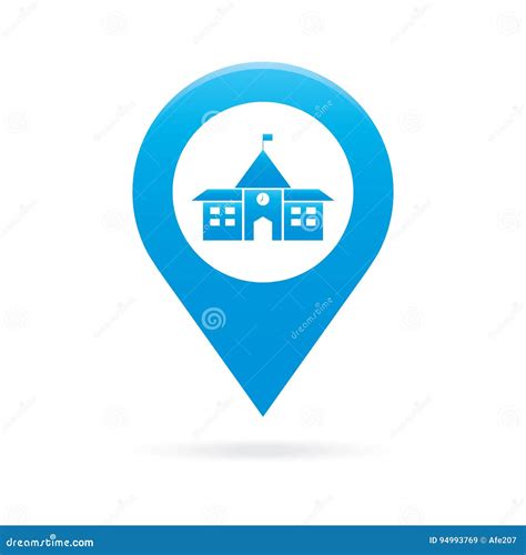 School Map Pointer Icon Marker Gps Location Flag Symbol Cartoon Vector