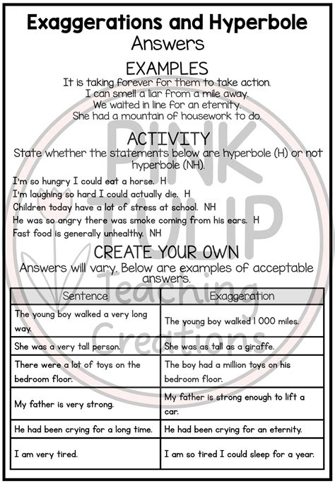 Exaggerations And Hyperbole Persuasive Writing Worksheets Etsy