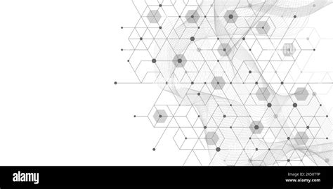 Technology abstract lines and dots connect background with hexagons. Hexagons connection digital ...