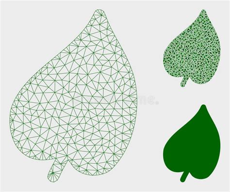 Leaf Vector Mesh Wire Frame Model And Triangle Mosaic Icon Stock Vector
