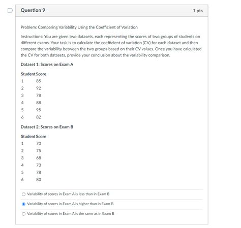 Solved Problem Comparing Variability Using The Coefficient Chegg