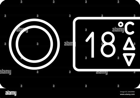 Digital Thermostat Glyph Icon Silhouette Symbol Climate Control Display Temperature