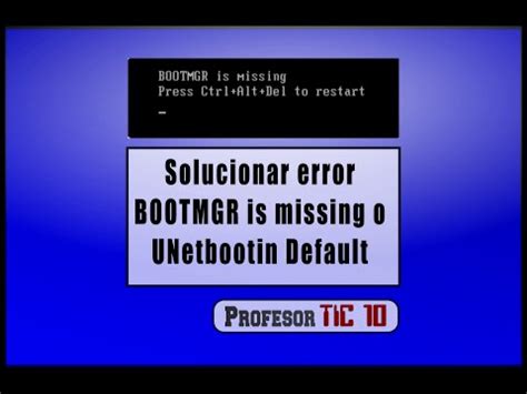 Solucionar Error Windows BOOTMGR Is Missing O UNetbootin Default Bootear Con Rufus YouTube