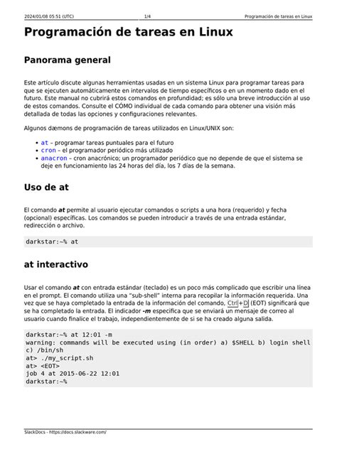 Programacion De Tareas En Linux Pdf Unix Informática