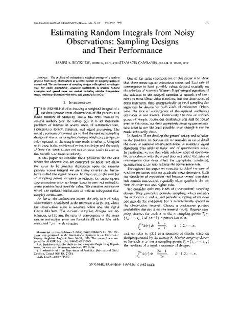 Pdf Estimating Random Integrals From Noisy Observations Sampling