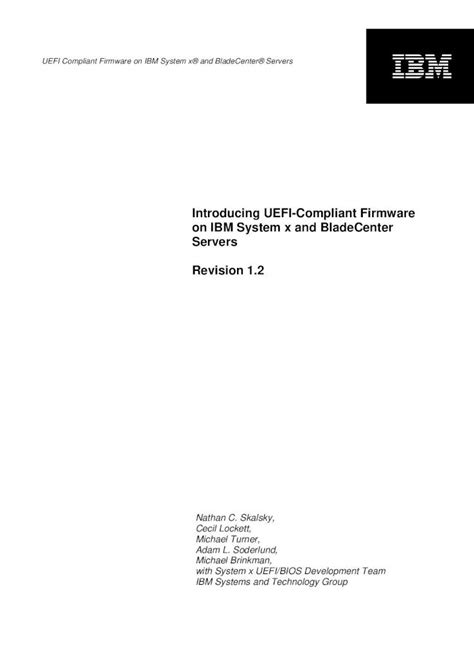 Pdf Introducing Uefi Compliant Firmware On Ibm System X And