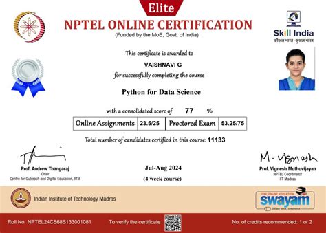 vaishnavi gnanasekaran on linkedin nptel nptelexam python