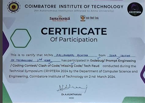 Richitha P On Linkedin Im Excited To Share That I Had An Incredible Time Participating In The