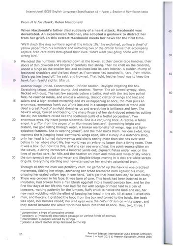 Editable Igcse H Is For Hawk Resources Teaching Resources