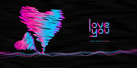 마음과 사랑 당신은 행복한 발렌타인 데이 배너에 그려진 손으로 문자 발렌타인 데이 소셜 배너 결혼식 카드 포스터 배경 광고 티셔츠 하트 벡터에 대한 다채로운 사랑 로고