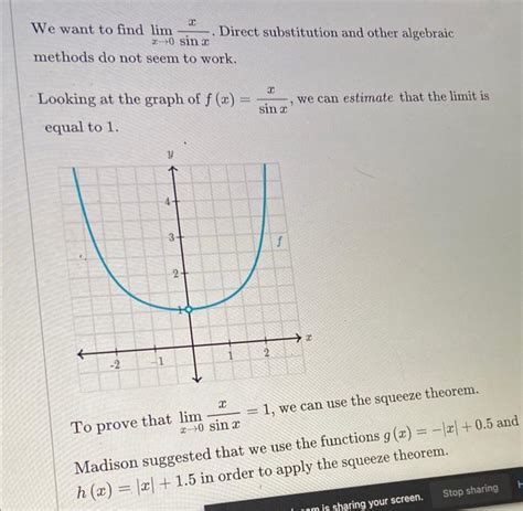 solved we want to find limx→0sinxx direct substitution and