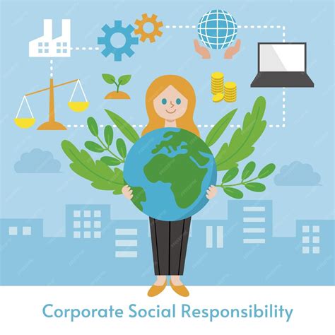 평면 디자인 기업의 사회적 책임 개념 그림 무료 벡터