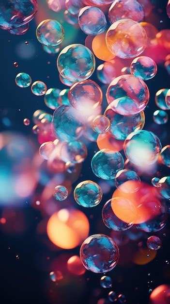 Premium Photo Colorful Bubbles Floating In The Air