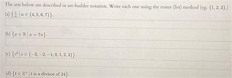 Answered The Sets Below Are Described In Set Builder Notation Write