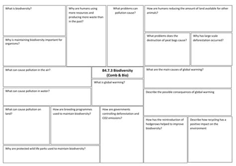 b7 ecology revision broadsheets for new aqa science gcses exams 2018