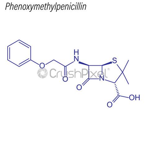 Skeletal Formula Of Phenoxymethylpenicillin Drug Chemical Molecule