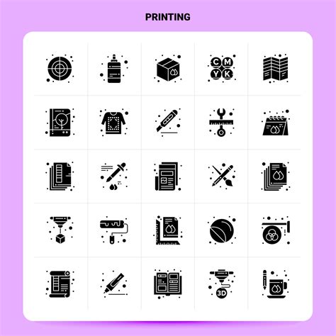 Solid 25 Printing Icon Set Vector Glyph Style Design Black Icons Set